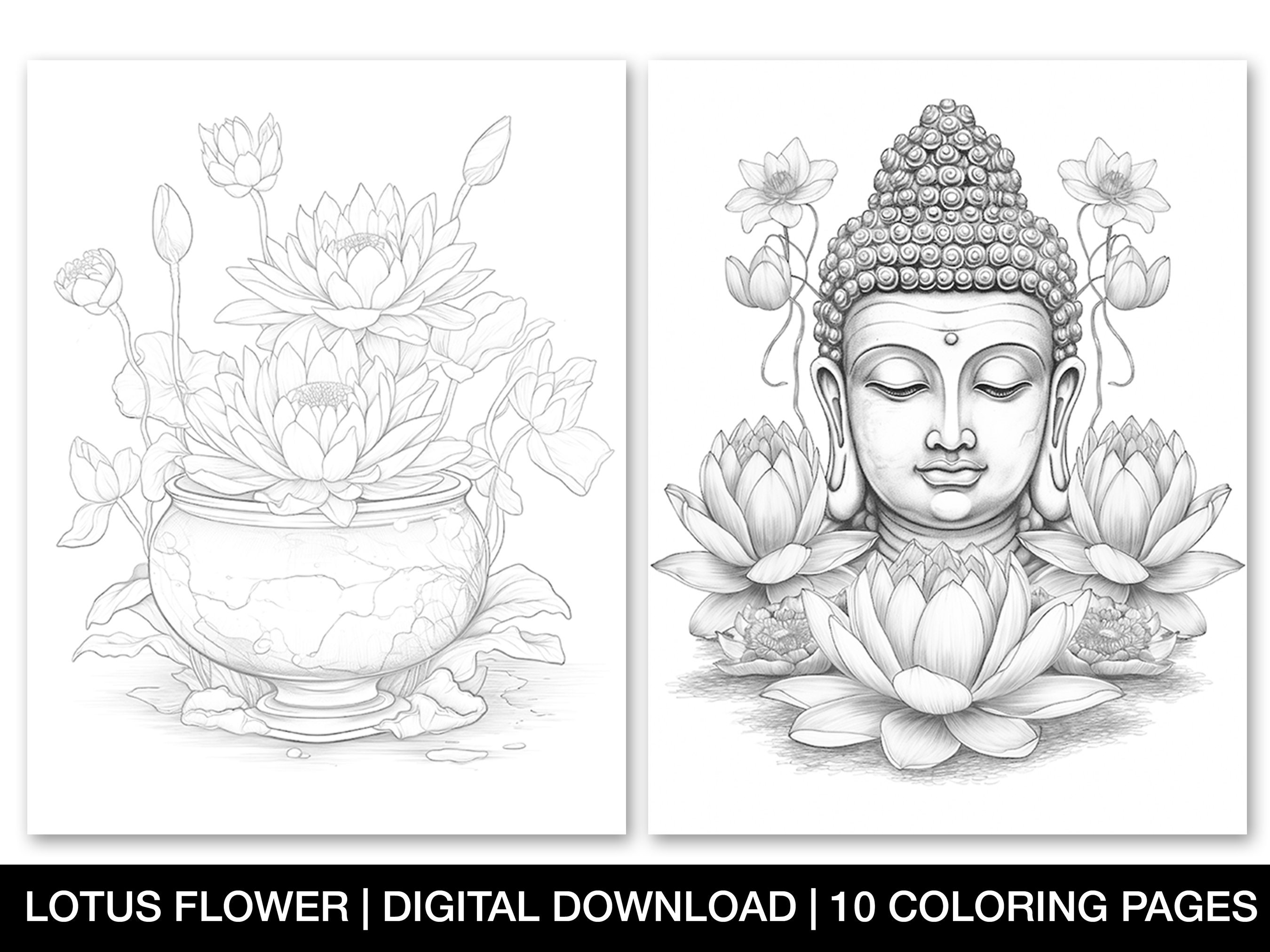 Flower Coloring Page for Adults Printable Lotus Flower - Etsy
