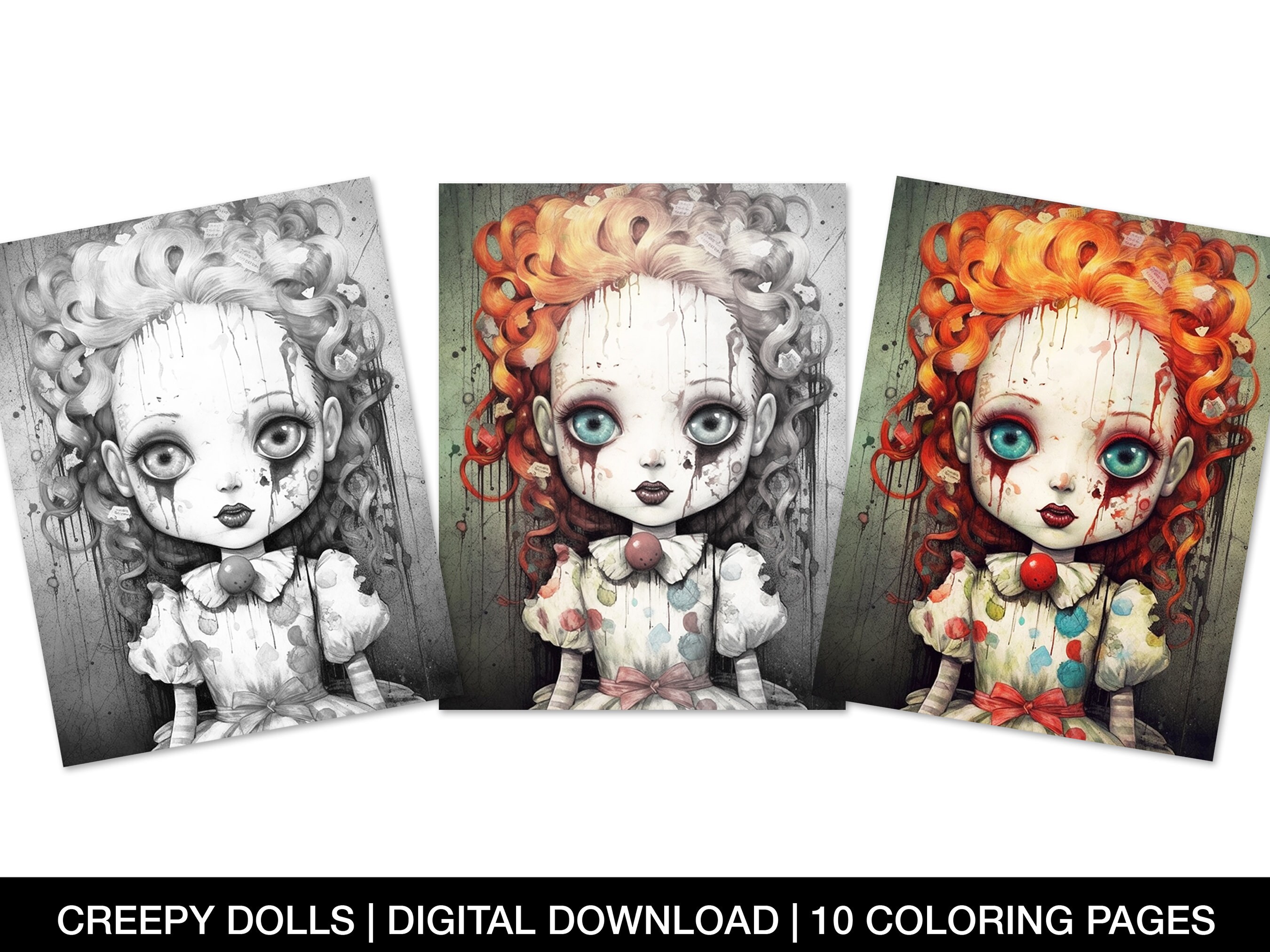 Creepy Dolls Coloring Pages for Adults - Printable Horror Coloring ...