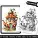 Enchanted Fairy Teapot House Coloring Pages for Adults - Etsy