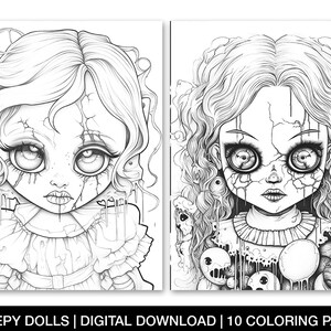 Creepy Dolls Coloring Pages for Adults Printable Horror Coloring Sheets ...
