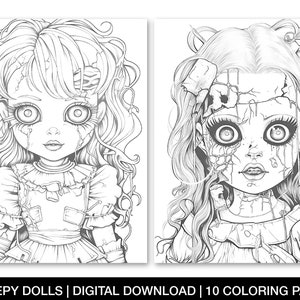 Creepy Dolls Coloring Pages for Adults - Printable Horror Coloring ...