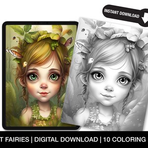 Forest Fairy Coloring Pages for Adults, Printable Forest Fairy, 10 ...