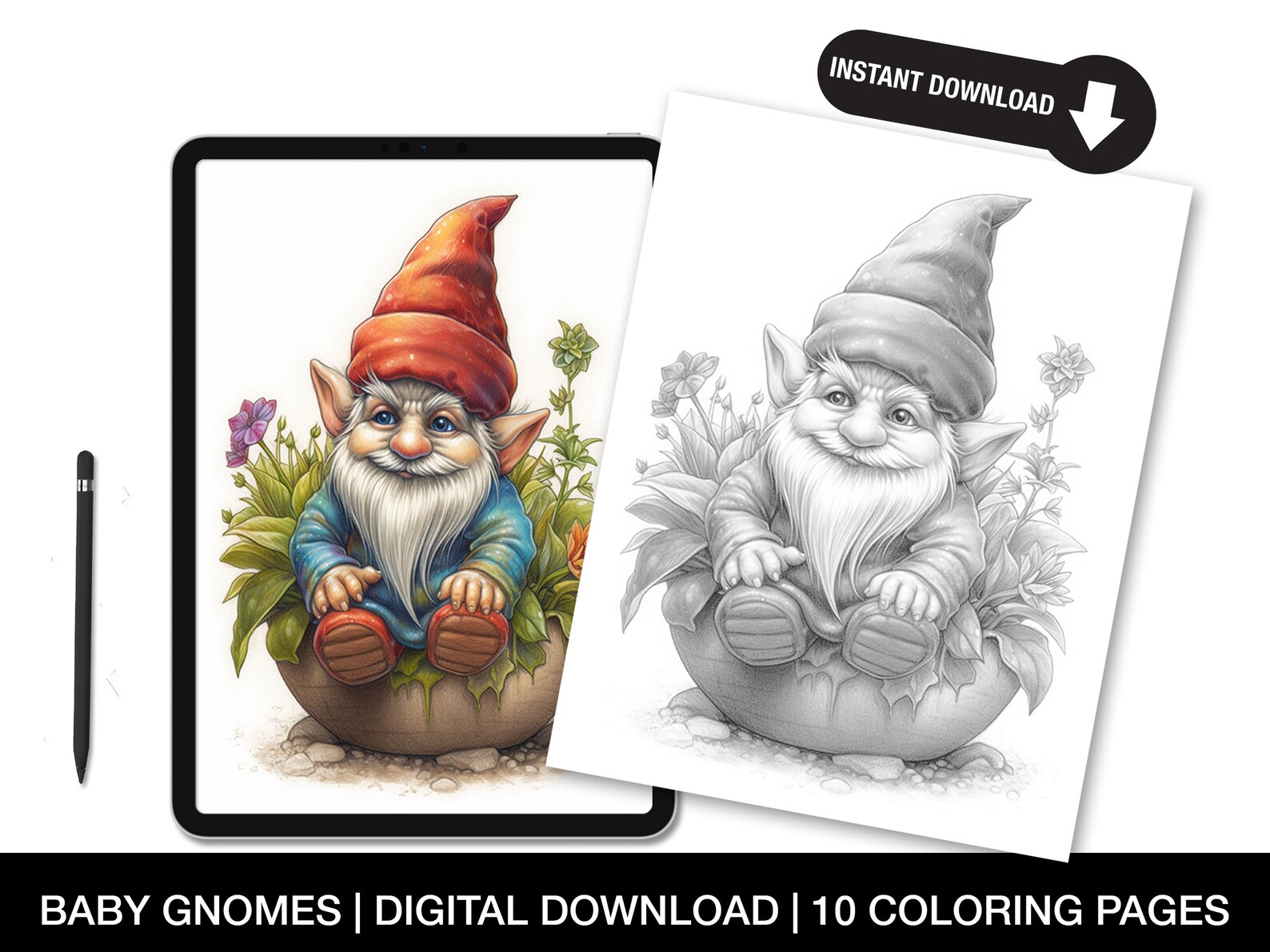 Cute Baby Gnomes Coloring Pages for Adults 10 Printable - Etsy