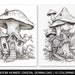 Magical Fairy Mushroom House Coloring Pages for Adults - Etsy