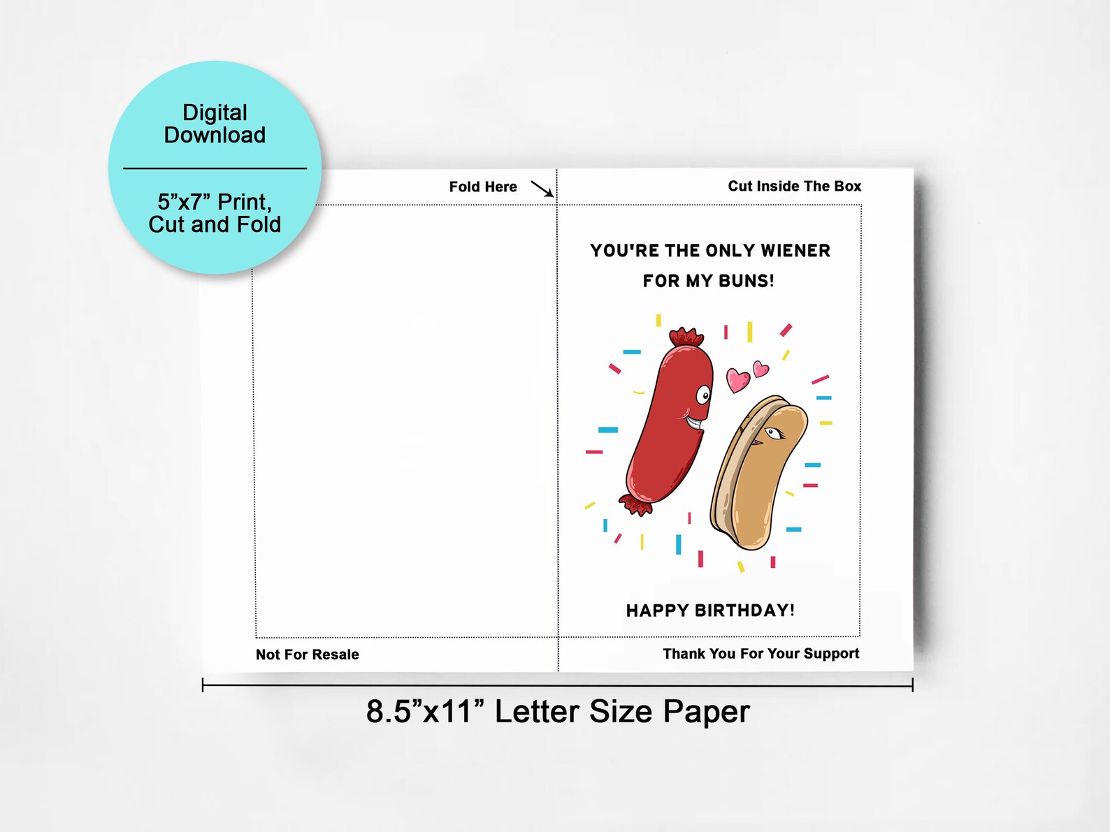 Printable Birthday Card You're the Only Weiner for My - Etsy