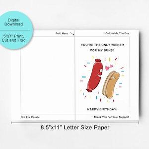 Printable Birthday Card You're the Only Weiner for My - Etsy
