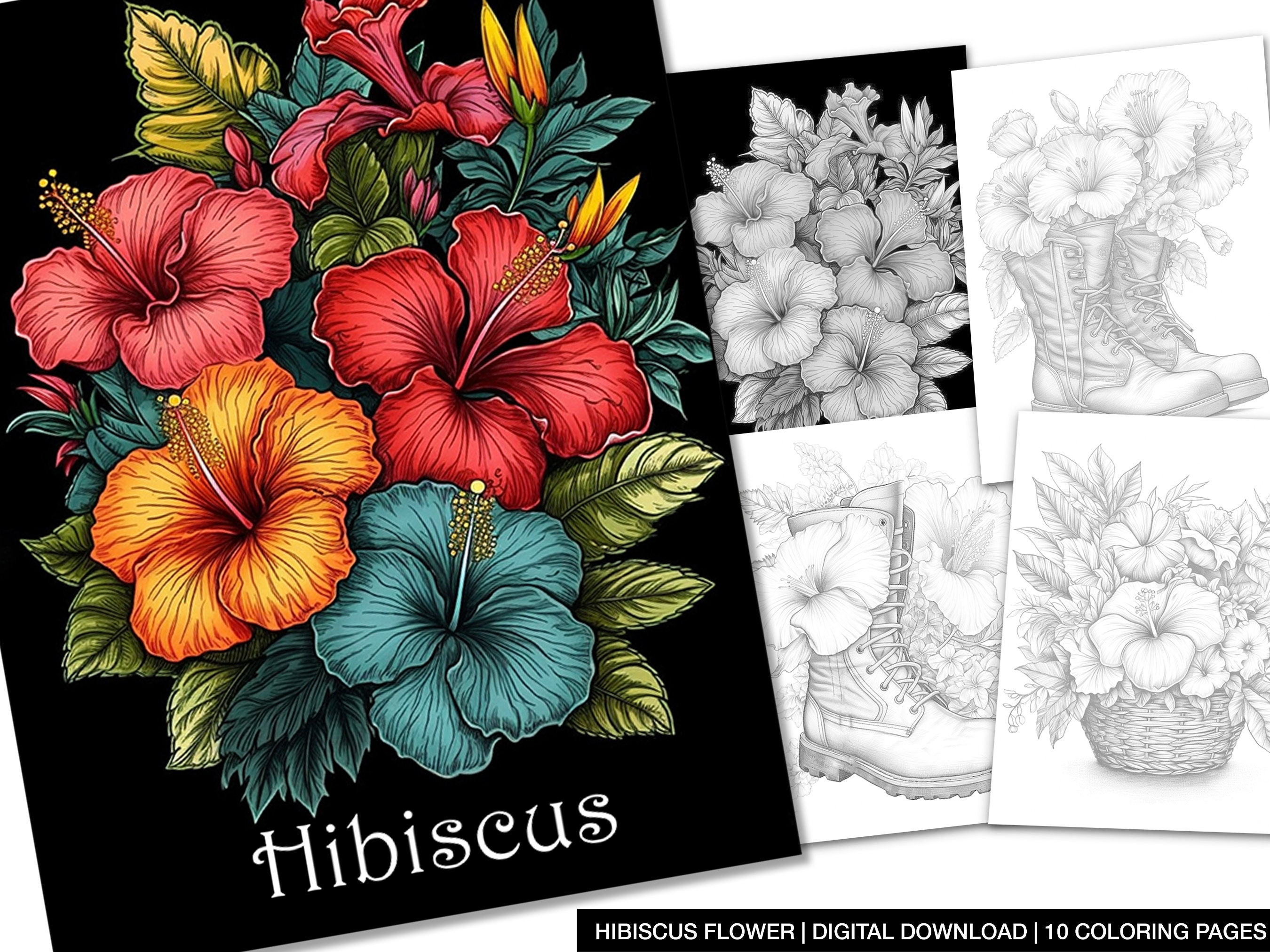 Hibiscus Flower Coloring Pages