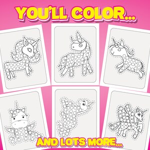 Printable Unicorn Do A Dot Coloring Pages for Kids, Unicorn Do A Dot ...