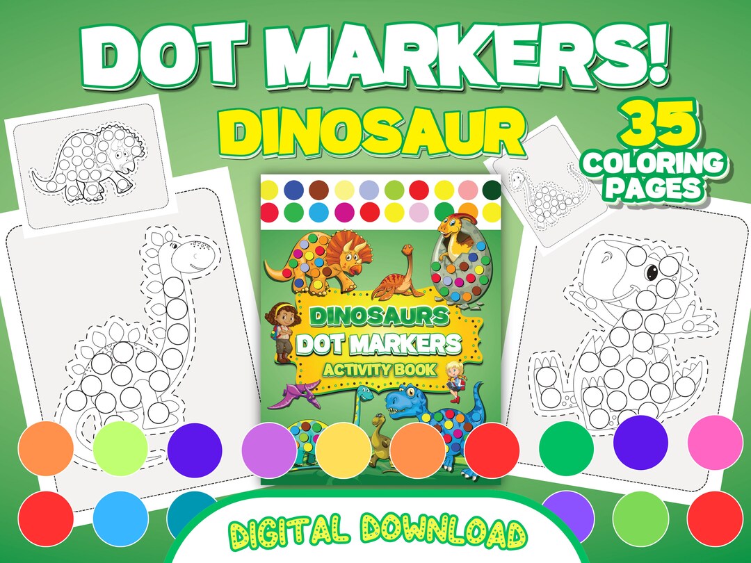 Dinosaurs Dot Marker Book for Kids & Toddlers - 35 Printable PDF Pages ...