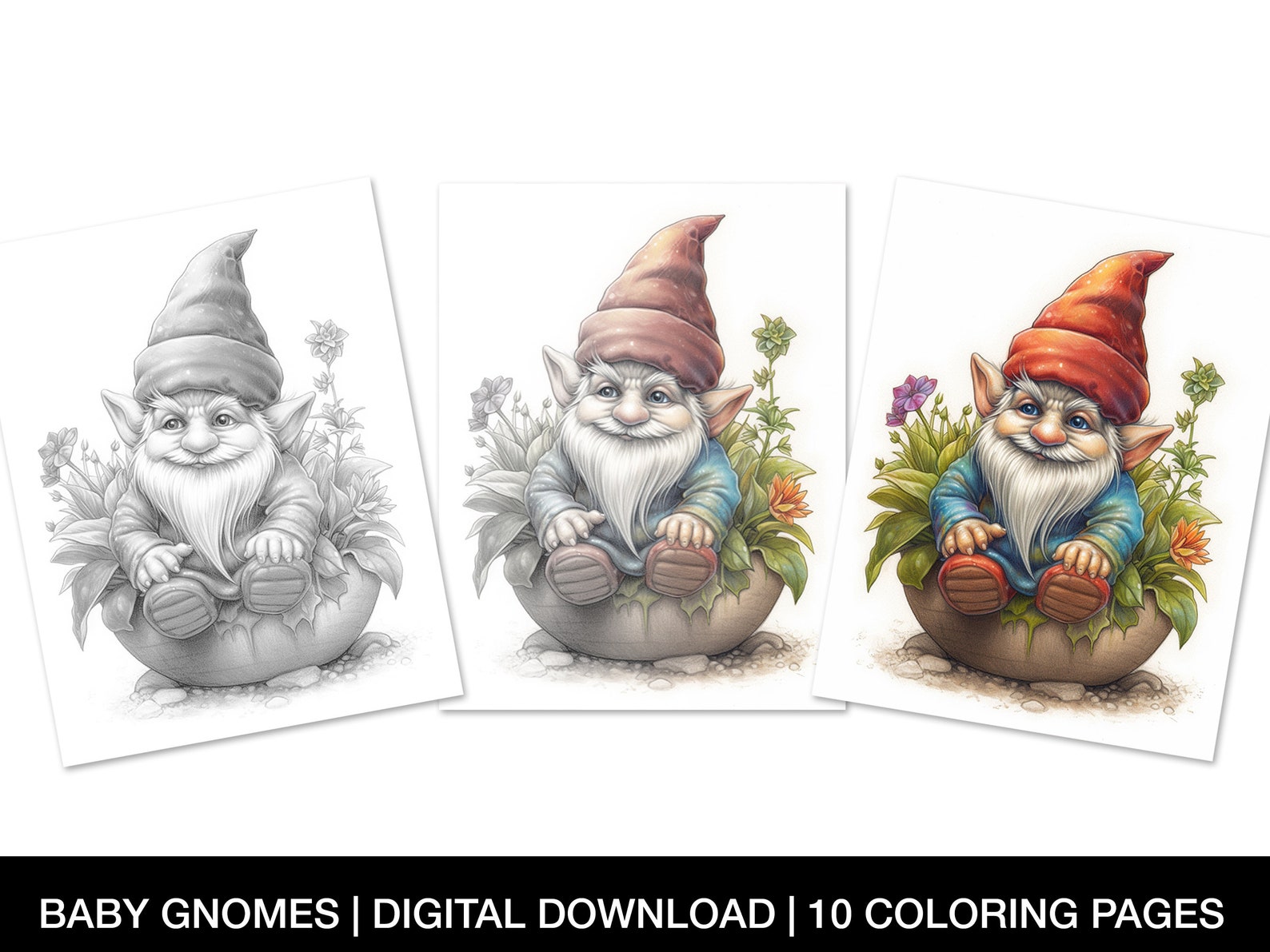 Cute Baby Gnomes Coloring Pages for Adults 10 Printable - Etsy