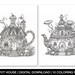 Enchanted Fairy Teapot House Coloring Pages for Adults - Etsy