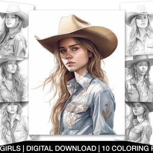 Cowgirls Coloring Sheets for Adults - Western Women Printable Art ...