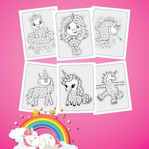 Printable Unicorn Do A Dot Coloring Pages for Kids, Unicorn Do A Dot ...