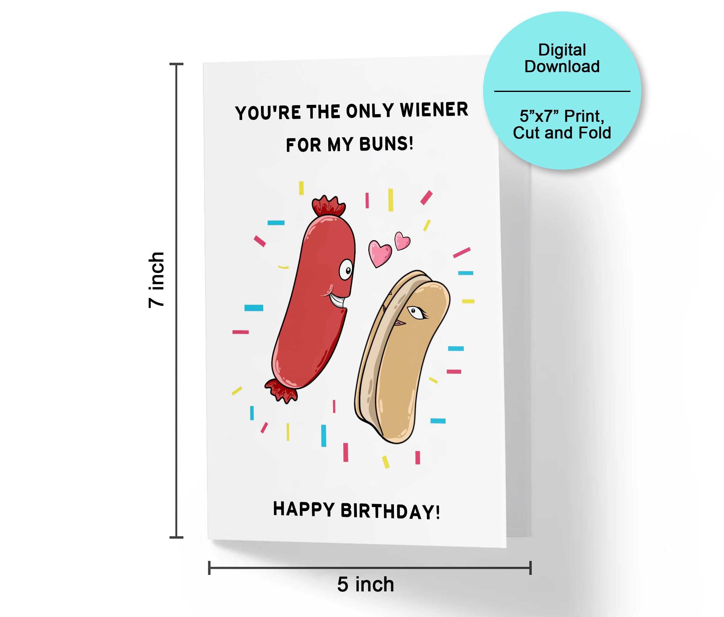 Printable Birthday Card You're the Only Weiner for My - Etsy