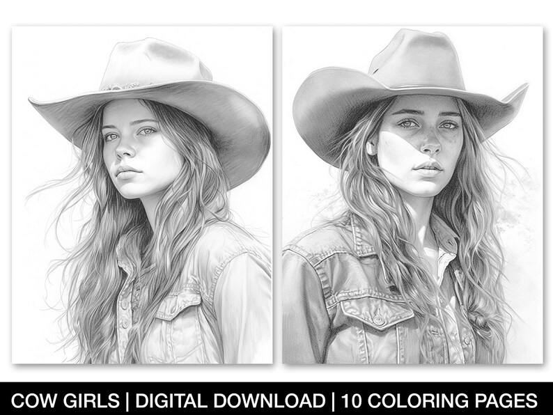 Cowgirls Coloring Sheets for Adults - Western Women Printable Art ...