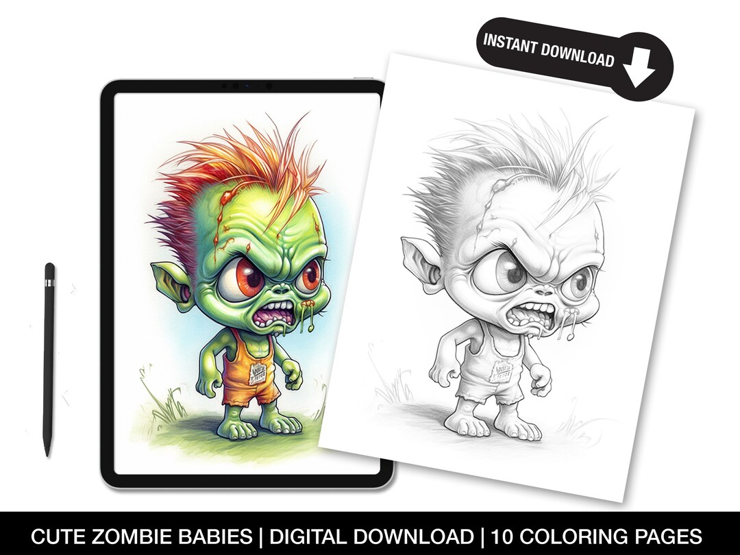Zombie Babies Coloring Page for Adults – Creepy Cute Horror Printable ...