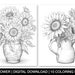 Flower Coloring Page for Adults, Printable Sunflower Coloring Sheets ...