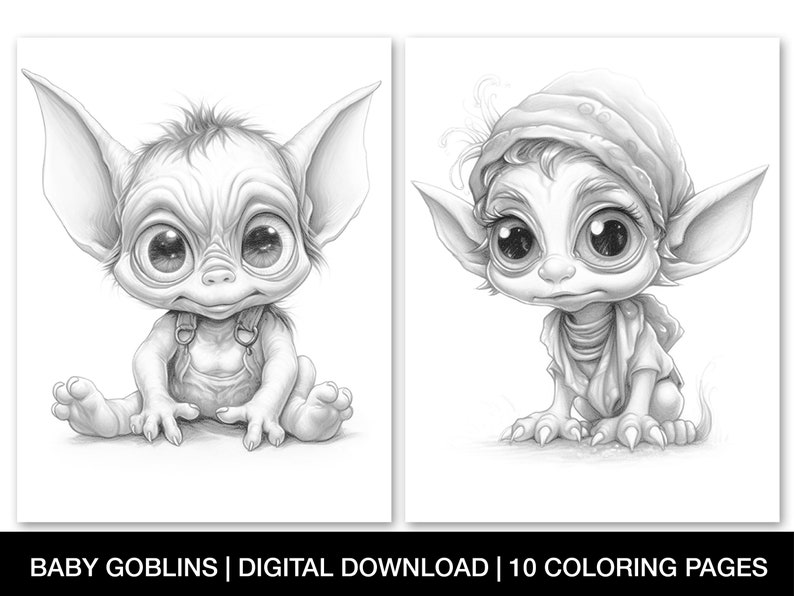 Cute Baby Goblins Coloring Pages for Adults 10 Printable - Etsy