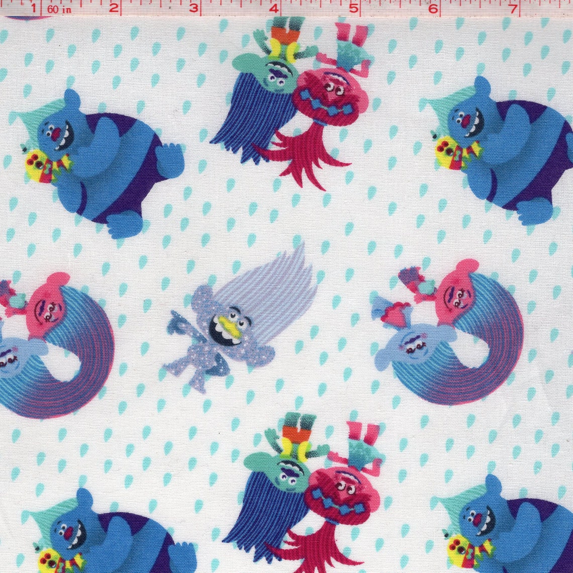 Trolls 100% Quilting Fabric Cotton By the Yard | Etsy