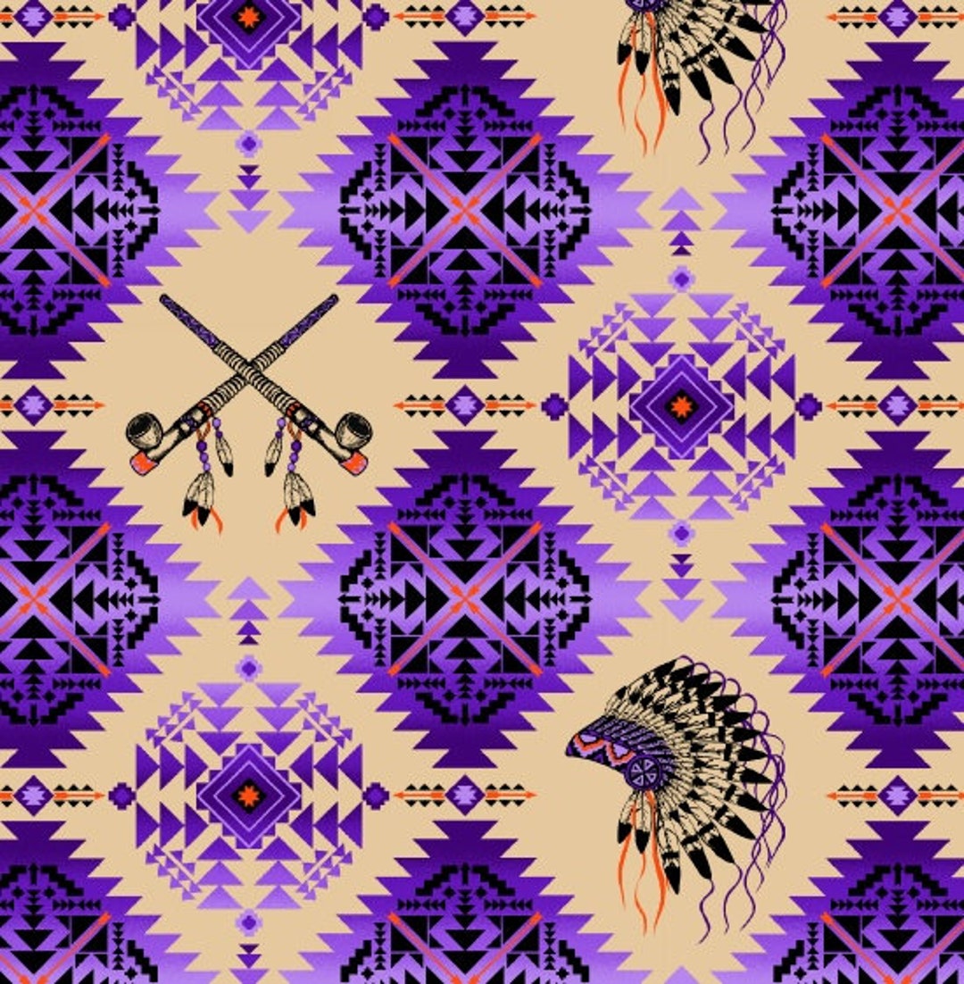 Native Spirit Arrow Stripe Purple Elizabeth Studio 100% Quilting Cotton ...
