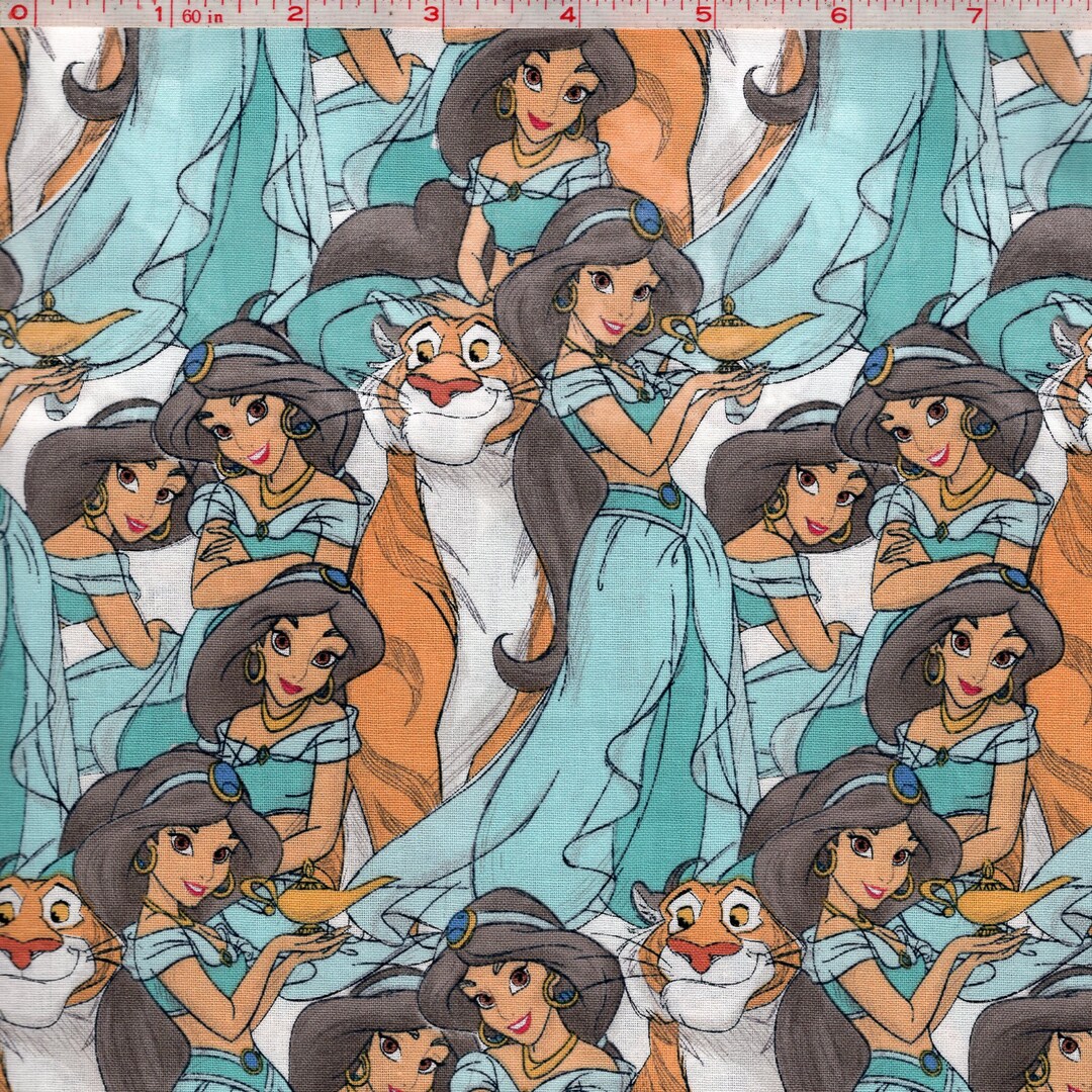 Disney Jasmin Aladdin Cotton Fabric by the Yard - Etsy
