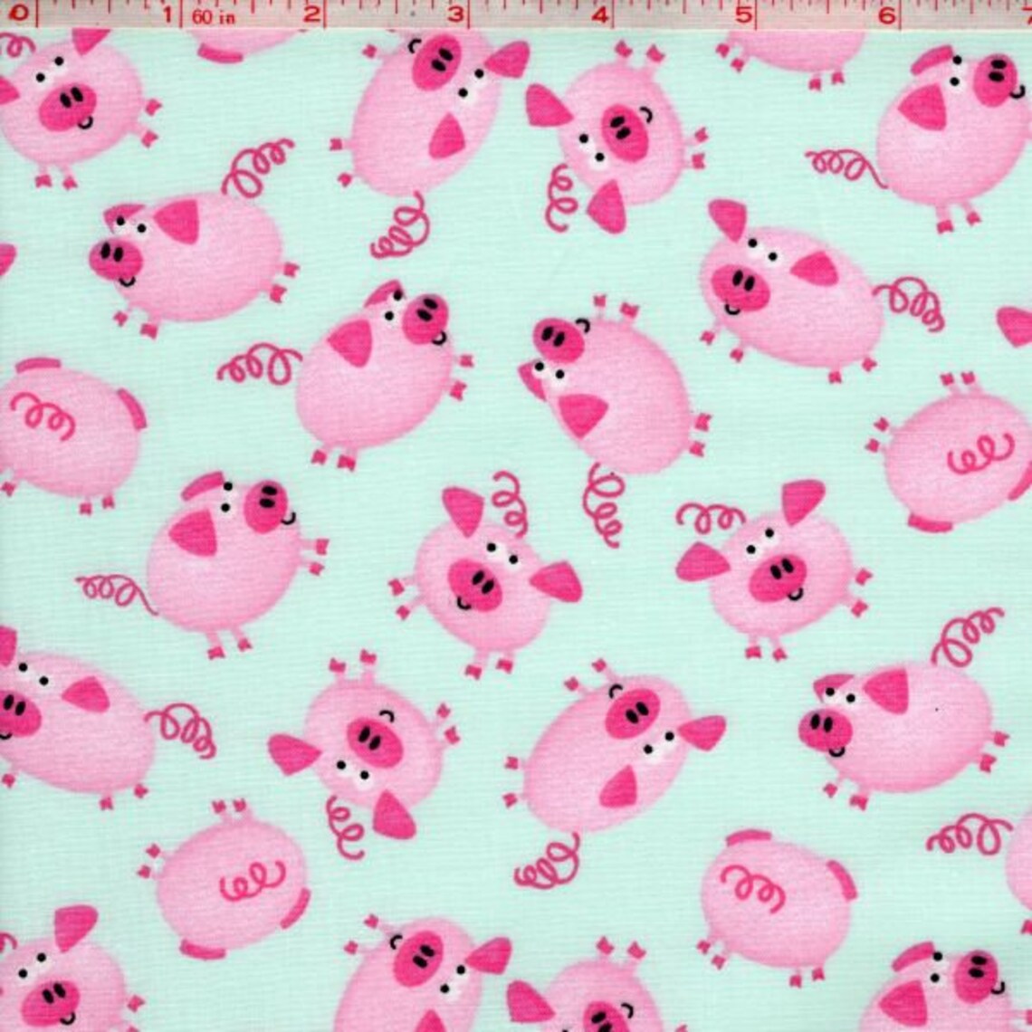 Pigs Aqua Quilting 100% Cotton Kids Fabric - Etsy