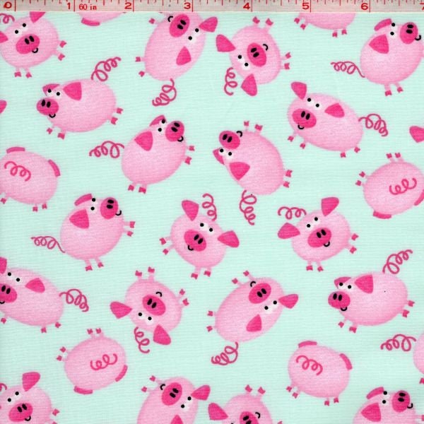 Pink Pig Faces Fabric by the Yard Pig Fabric Made to Order Fabric by ...