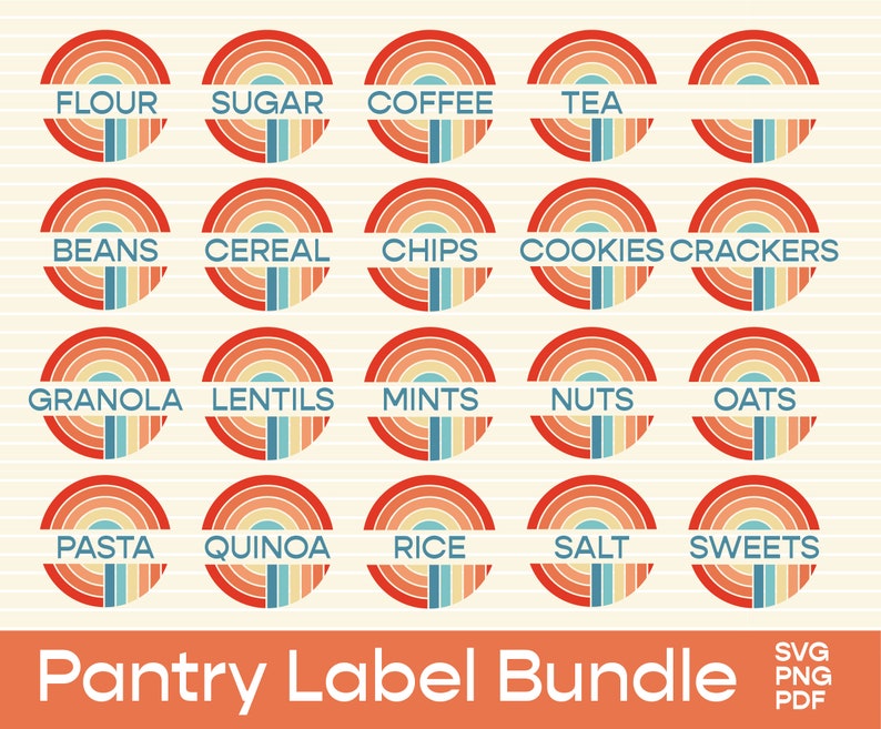 Printable Kitchen Pantry Label Bundle | SVG, PNG, PDF - Etsy