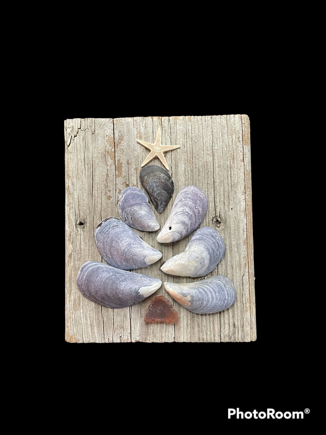 Mussel Shell Christmas Tree Picture - Eco-friendly Wall Art - Coastal ...