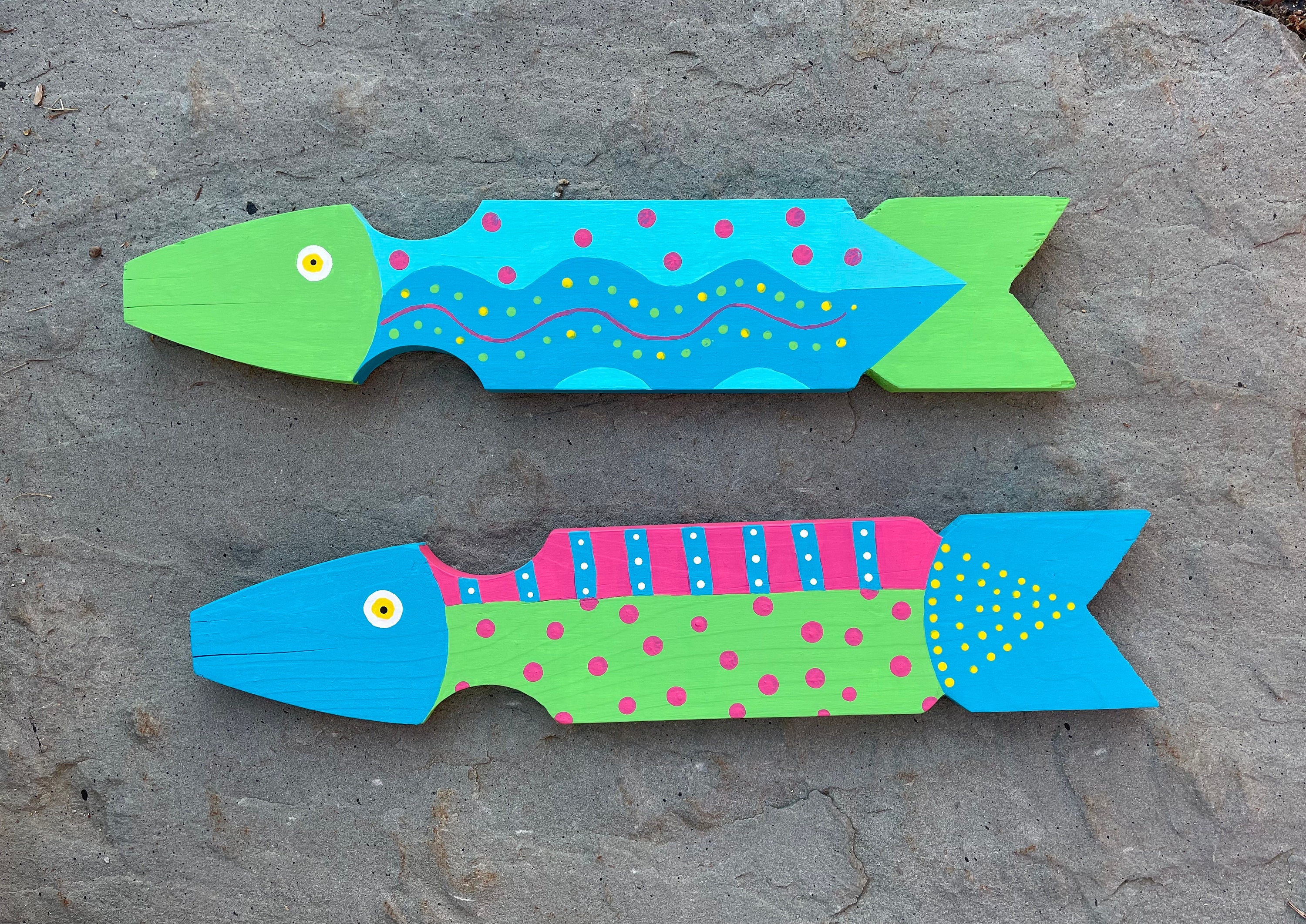 Picket Fence Fish Whimsical Painted Fish Wooden Fish Tropical Color ...