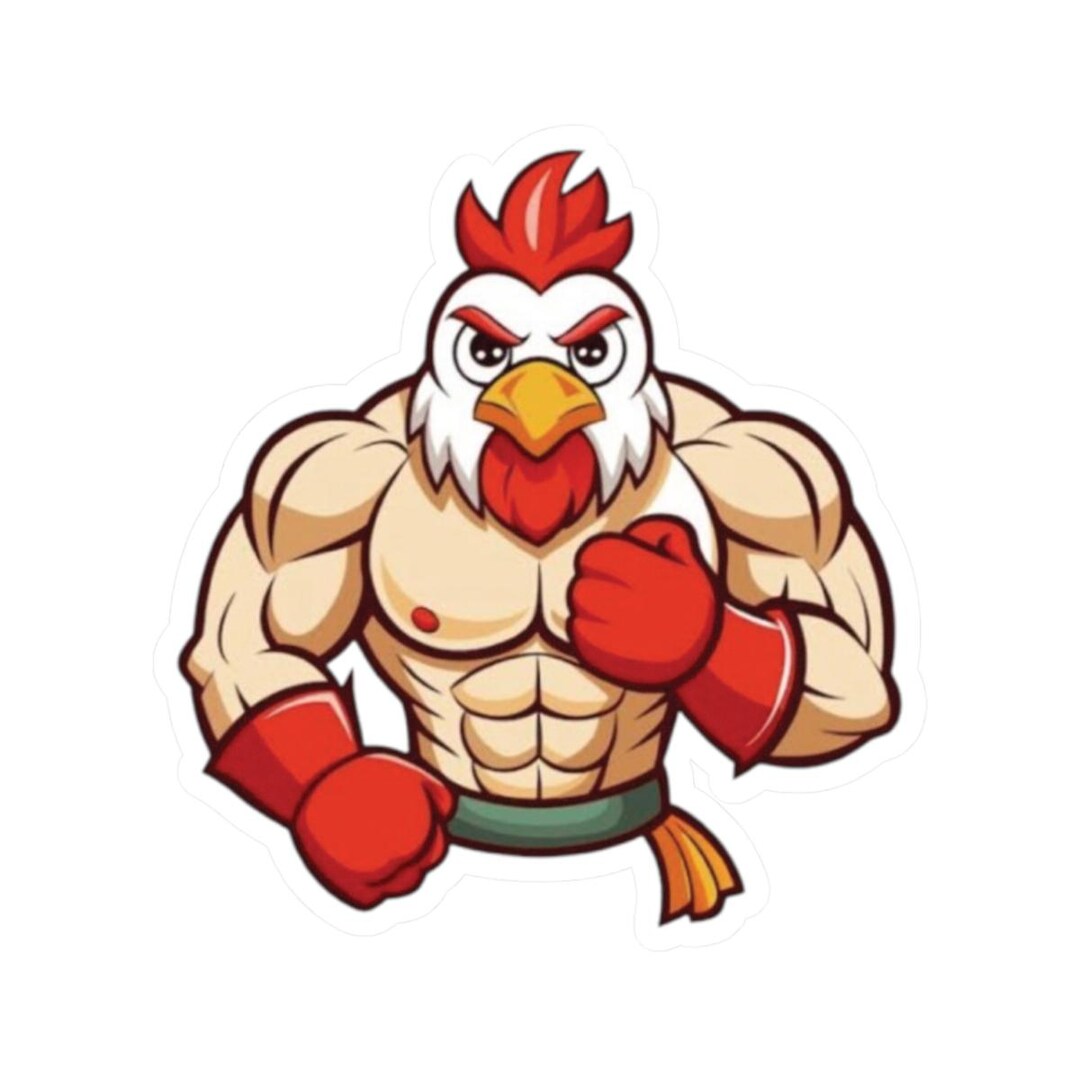 Muscular Boxing Rooster Sticker | Kiss-cut Sticker - Etsy
