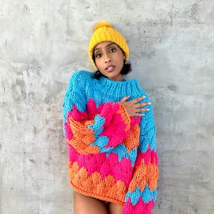 Colorful Chunky Sweater, Colorful Sweater for Women, Multi Color ...