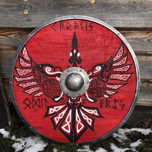 Norse Raven Battle Shield, Viking Wall Decor, Nordic Armour, Gift for ...