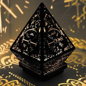 Vegvisir Shadow Lantern, Norse Lamp, Geometric Lantern, Wood Shade ...