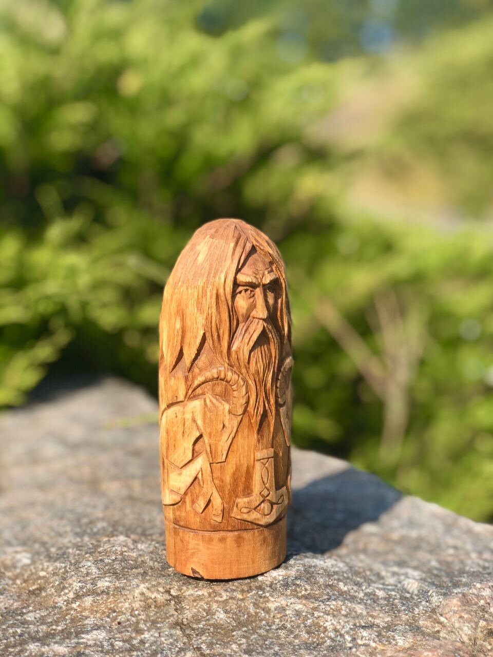 Thor Statue, Wooden Scandinavian Figurines, Hand Carved Norse God, Wood ...