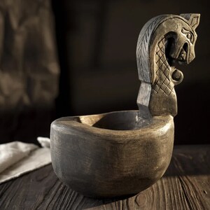 Jormungandr Wooden Bowl, Handcarved Wooden Bowl, Slavic Tableware ...