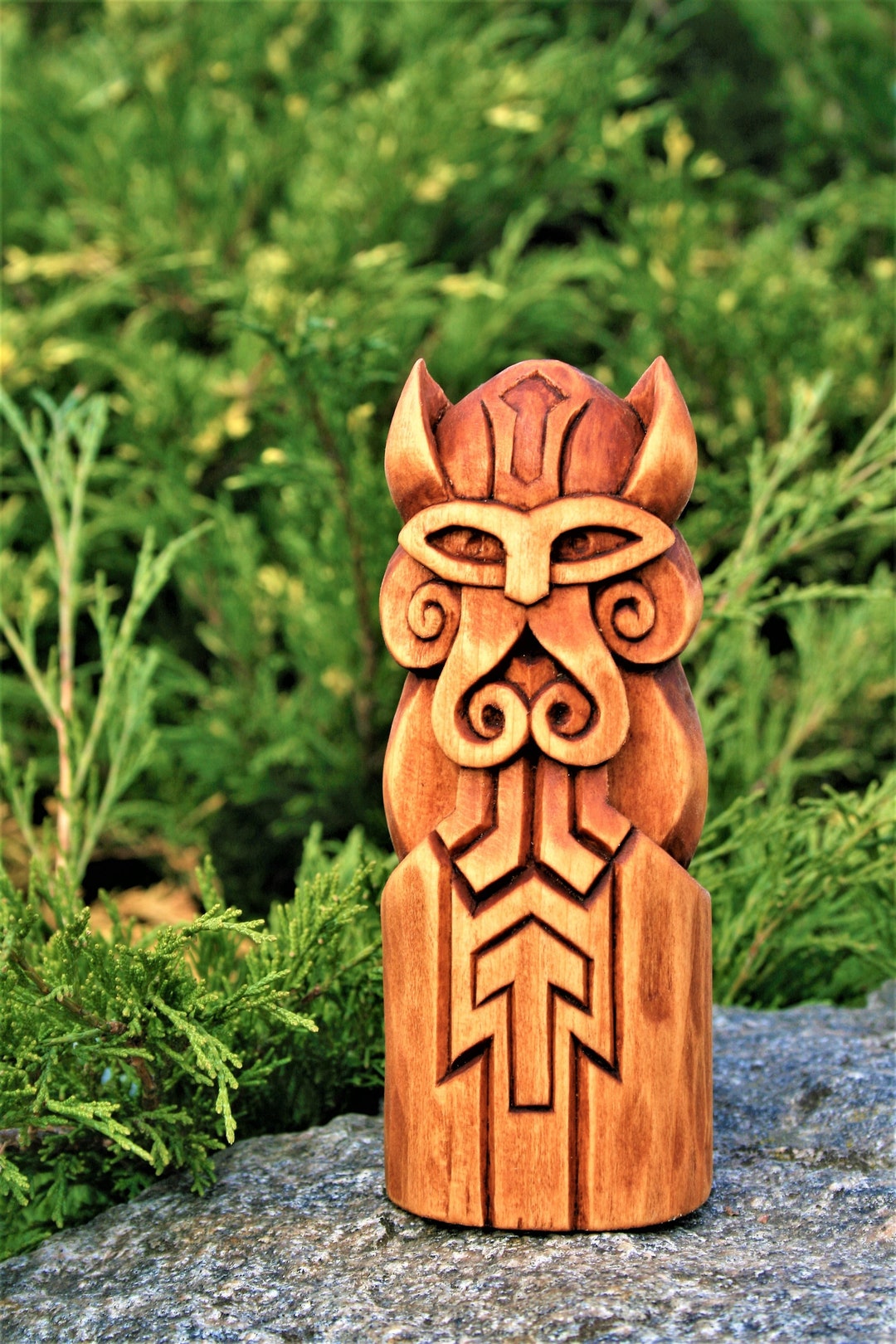 Hand Carved Wooden Tyr Statue, Scandinavian Gift, Altar Figure, Norse ...