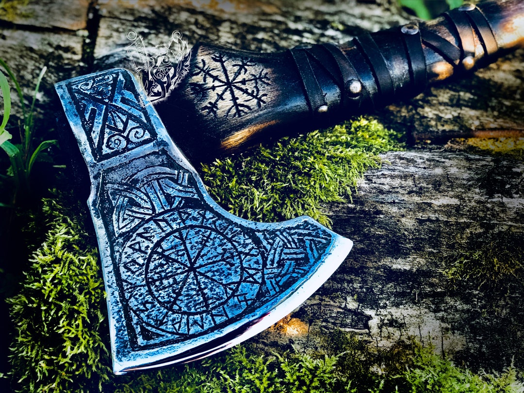 Vegvisir Forged Ax, Hand Forged Ax, Throwing Ax, Viking Ax - Etsy