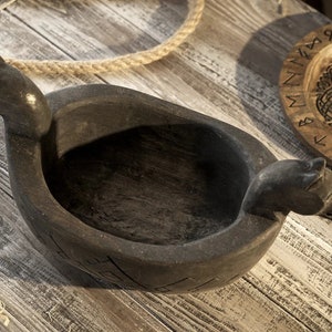 Viking Wolf Bowl, Handcarved Wooden Bowl, Slavic Tableware, Wooden ...