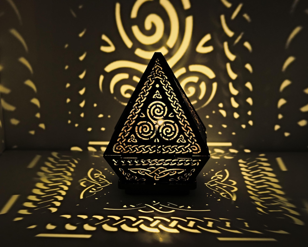 Triskelion Celtic Shadow Lantern, Celtic Lamp, Shadow Lantern, Wood ...