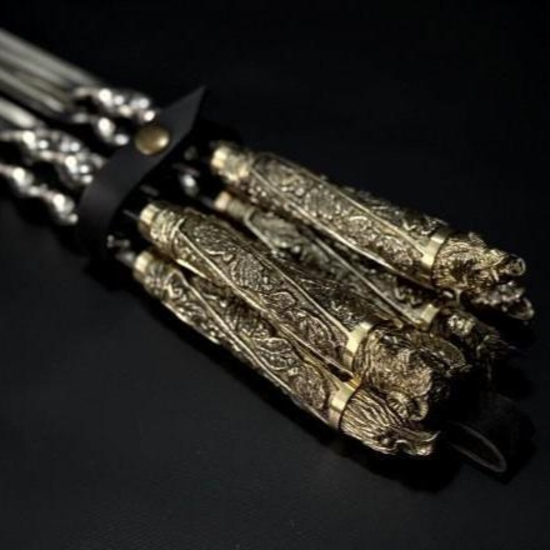 Wild Beast BBQ Skewer With Fork, Bronze Animal Heads, BBQ Accessories ...