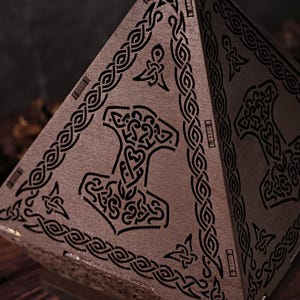 Thor Hammer Shadow Lamp, Norse Lamp, Geometric Lantern, Wood Shade ...