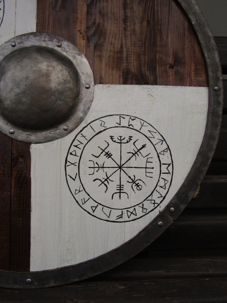 Vegvisir Battle Shield Viking Shield, Viking Shield, Medieval Shield ...