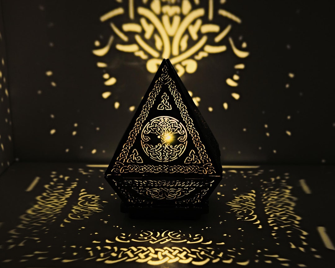 Viking Shadow Lamp "tree of Life", Norse Lamp, Geometric Lantern, Wood ...