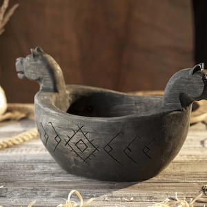 Viking Wolf Bowl, Handcarved Wooden Bowl, Slavic Tableware, Wooden ...