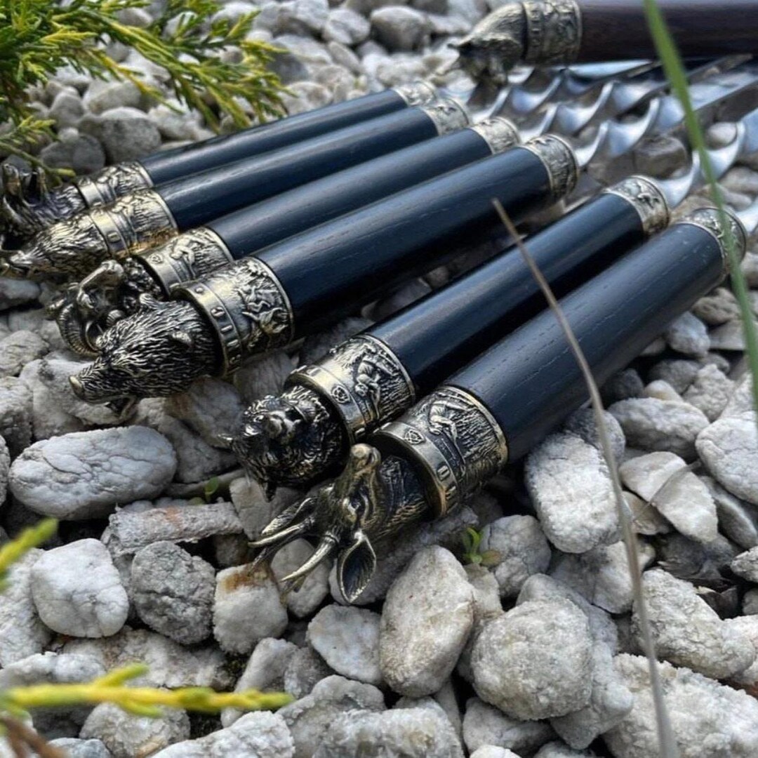 BBQ Wild Animals Skewers Set, Hunter Skewers Set, Stainless Steel ...