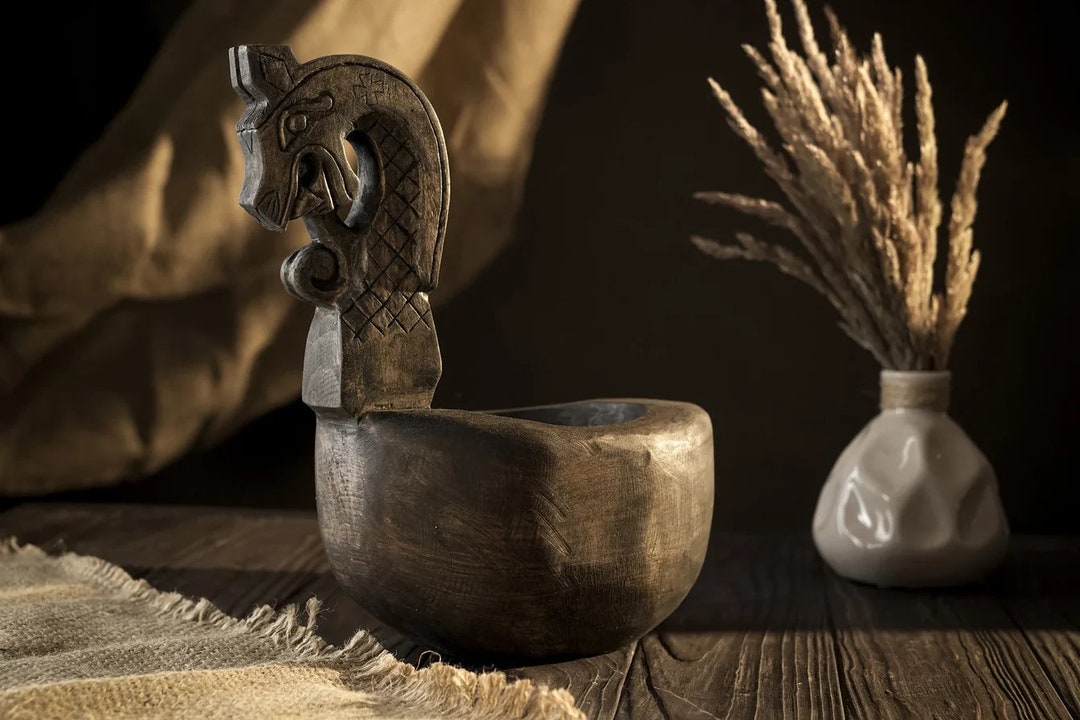 Jormungandr Wooden Bowl, Handcarved Wooden Bowl, Slavic Tableware ...