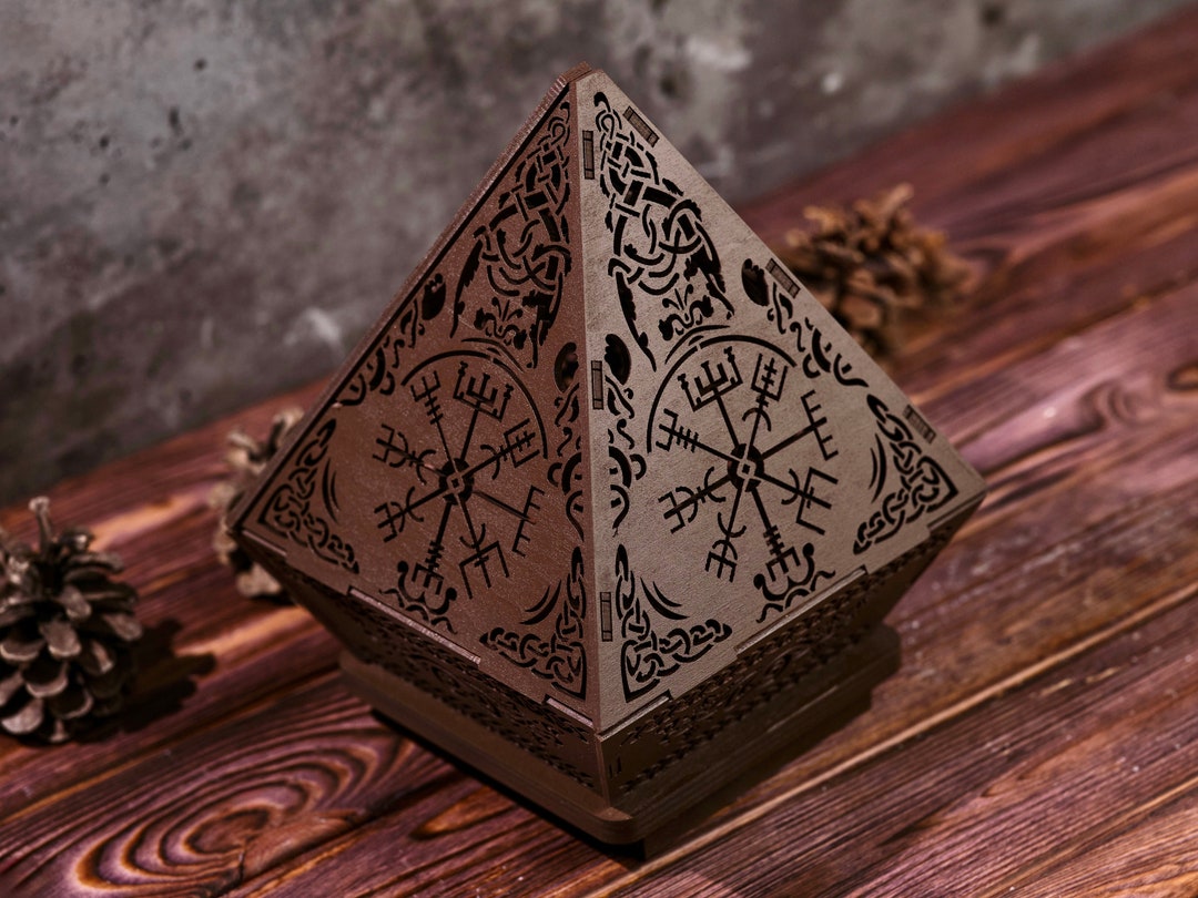 Vegvisir Shadow Lantern, Norse Lamp, Geometric Lantern, Wood Shade ...