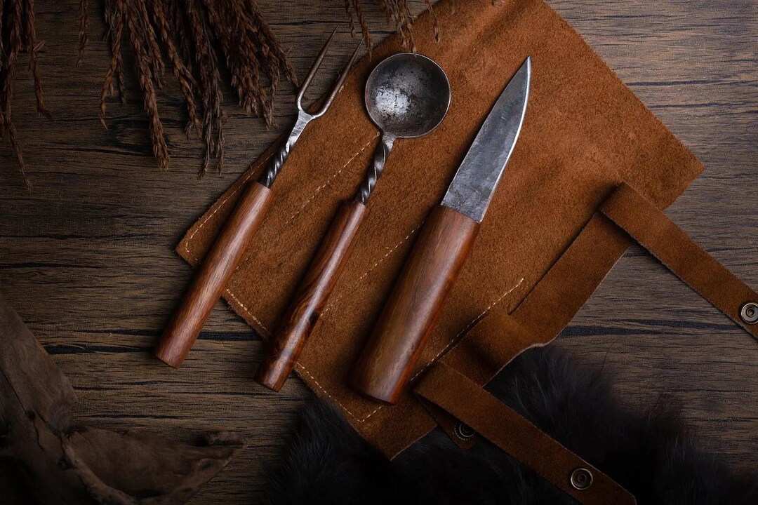 Hand-forged Viking Cutlery Set, Rustic Norse Flatware Collection ...