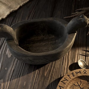 Viking Wolf Bowl, Handcarved Wooden Bowl, Slavic Tableware, Wooden ...